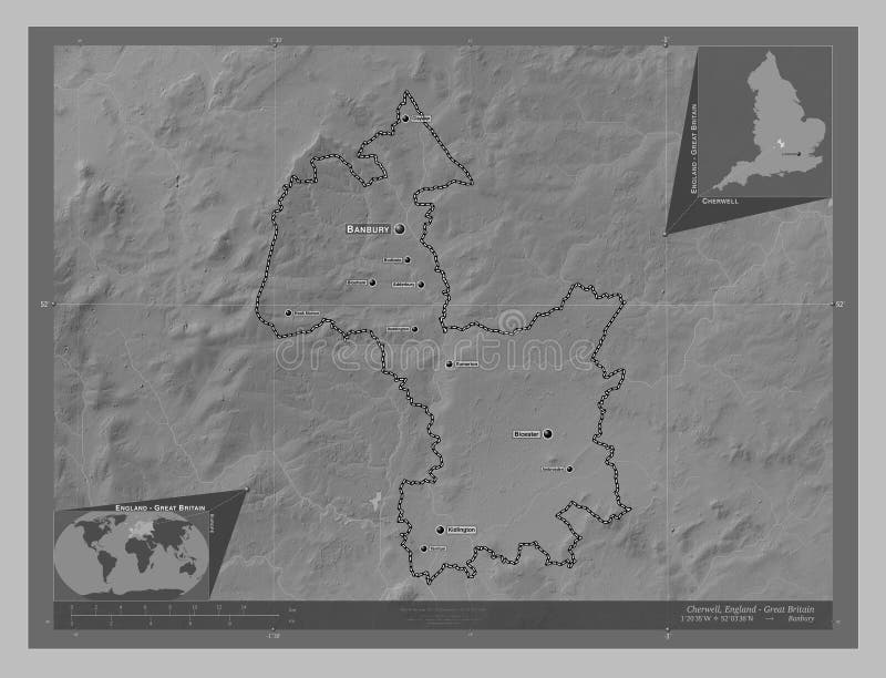 Cherwell, England - Great Britain. Grayscale. Labelled Points of Stock ...