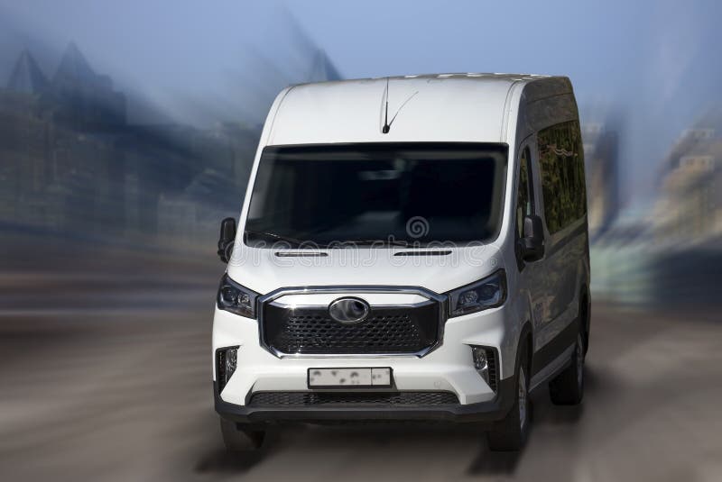 Chery white van. stock photo. Image of movement, minibus - 277055890