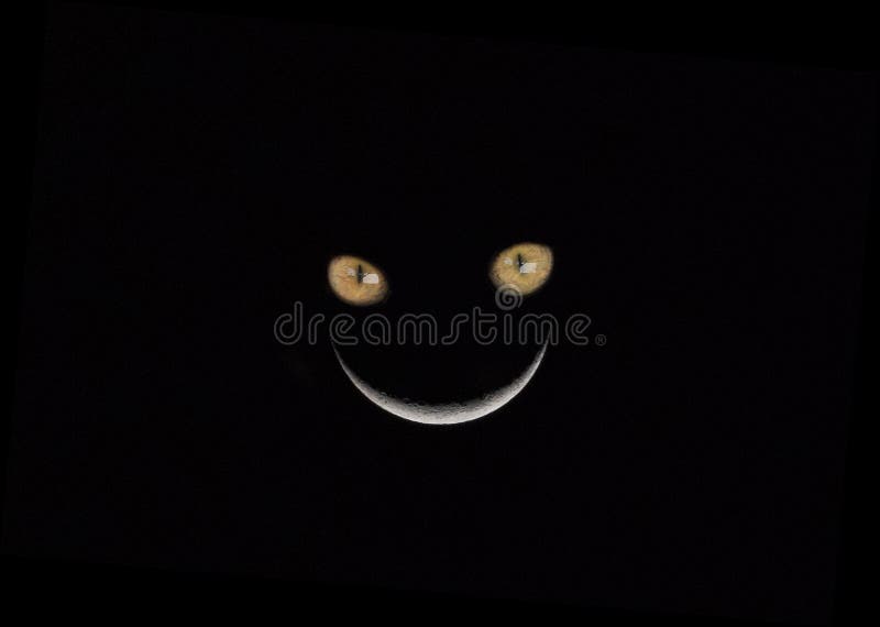Cheshire Cat Crescent Moon Smile Green Stock Image - Image of cartoon ...