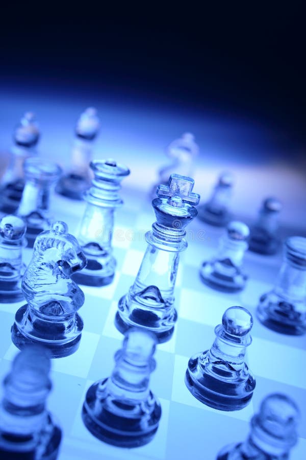 Chess set in blue stock photo. Image of game, hierarchy - 10992238