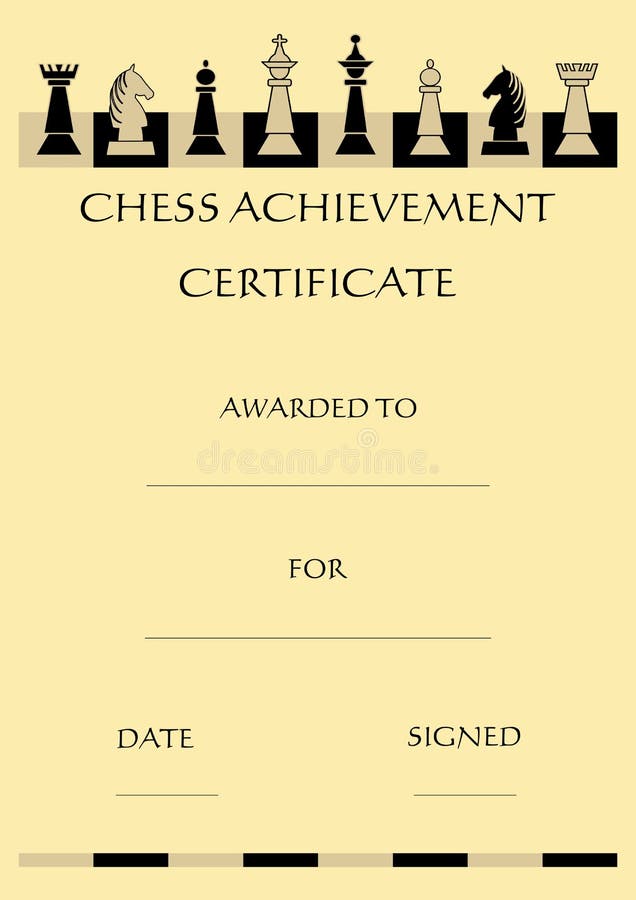 Chess Achievement Certificate with Complet Set Chess Pieces on ...