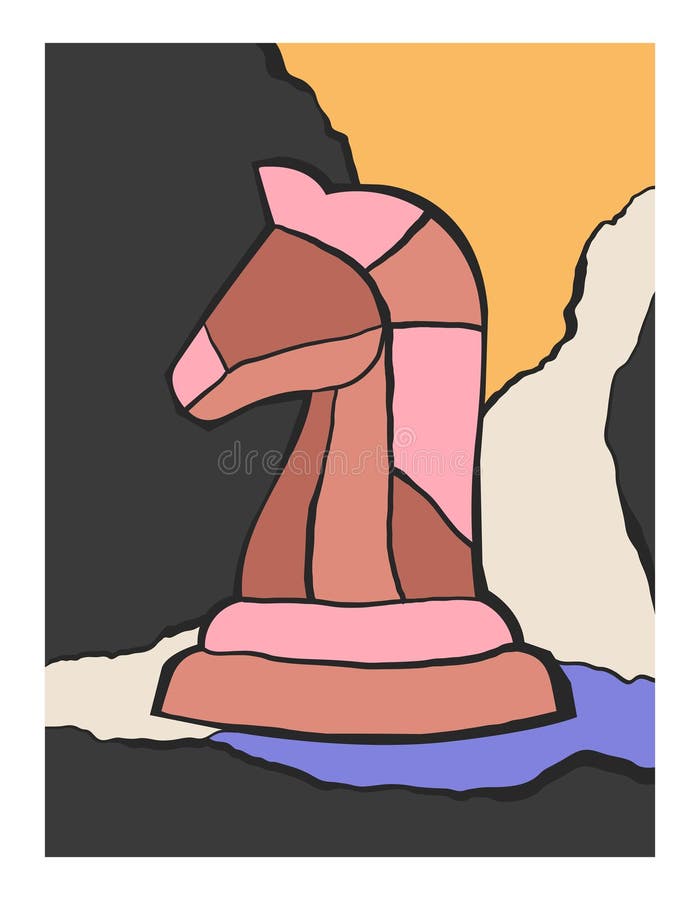 Chess Artistic Poster. Abstract Chess Poster with Knight Chess Piece ...