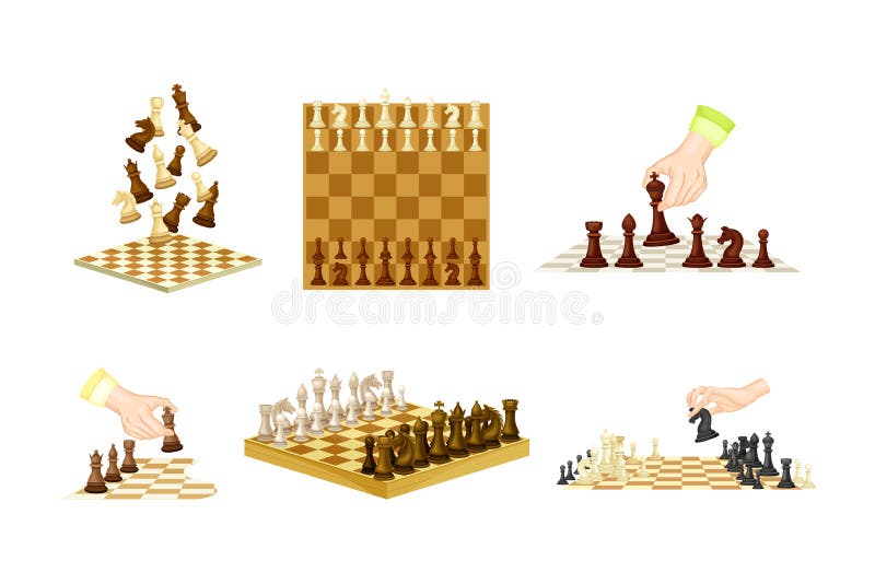Chess As Strategy Board Game with Chessboard and Chess Pieces Vector ...