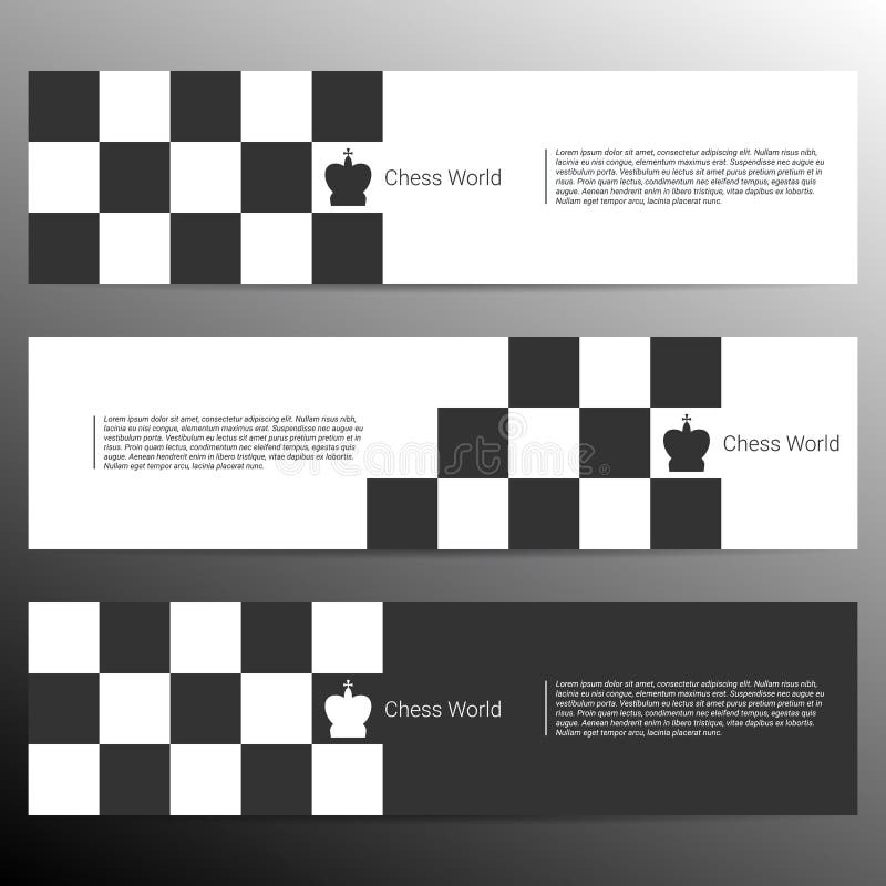 Chess Banner Set, Flat Style Stock Vector - Illustration of background ...