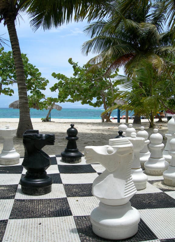 Chess on beach stock image. Image of beach, white, tropical - 4401537