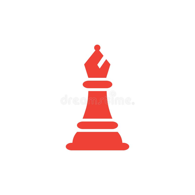 Chess Bishop Red Icon on White Background. Red Flat Style Vector ...