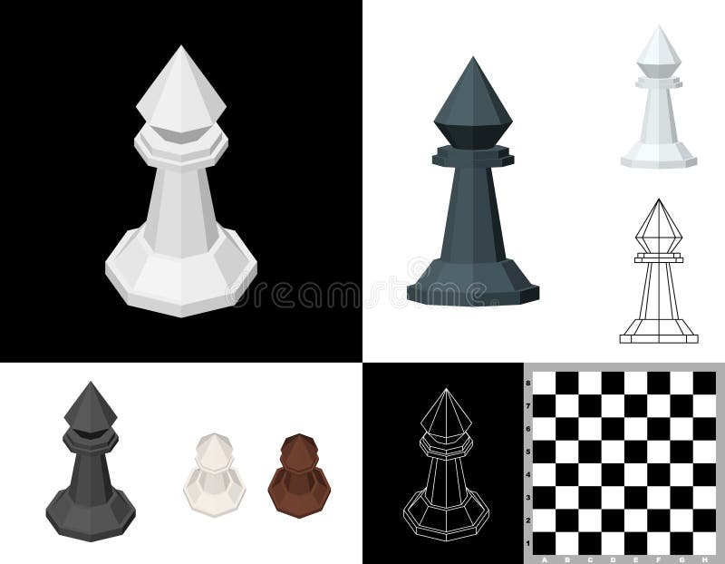 3D isometric chess pawn . stock vector. Illustration of black - 67059975