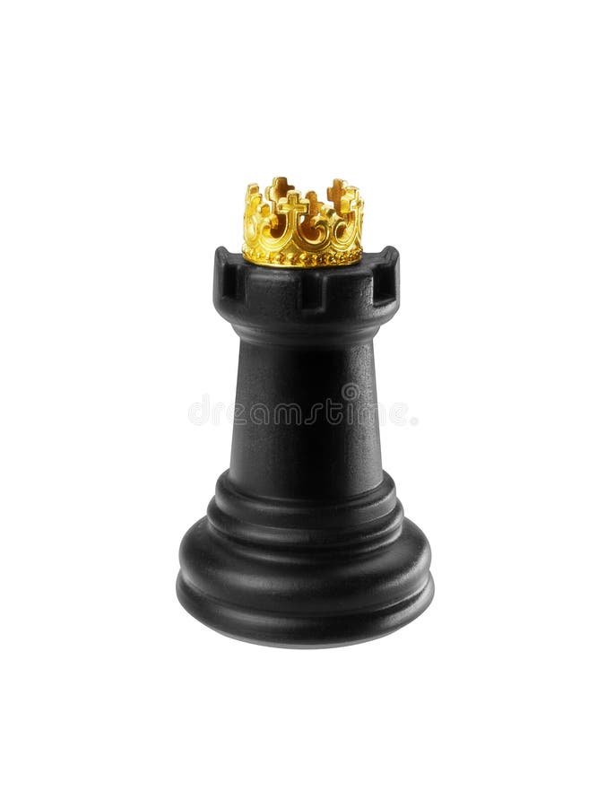 Chess Black Knight with Crown Isolated on White Background Stock Image ...