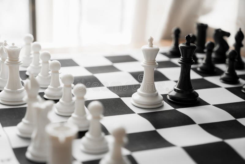 Chess with Black and White Board Stock Image - Image of king, kingdom ...