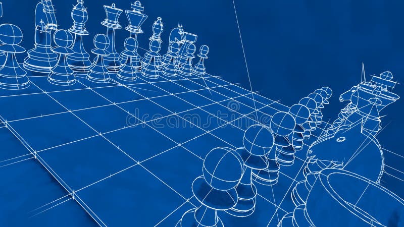 Chess Blueprint Board Game stock video. Video of rivalry - 43642597