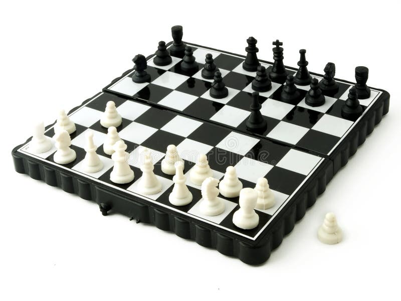 Chess Game, Wood Chess Board, Isolated on White Stock Image - Image of ...