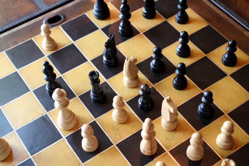 Wooden Chess Pieces and Board Stock Photo - Image of surface, game ...