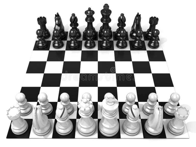 Chess Board with All Chess Pieces. Side View Stock Illustration ...