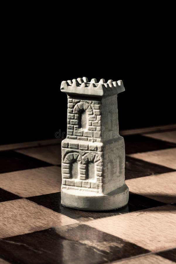 Chess Board. Beautiful White Handmade Rook Stock Photo - Image of ...