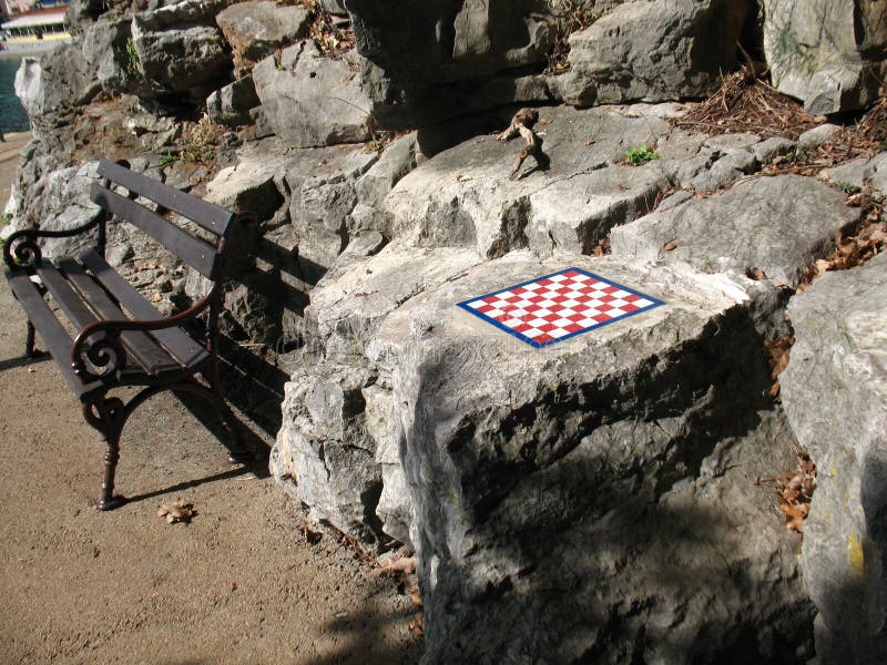 Chess board bench stock photo. Image of play, stone - 136902264