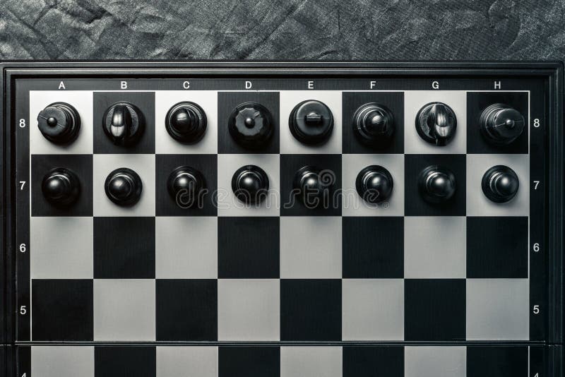 Chess Board with Black Chess in the Starting Position Stock Photo ...