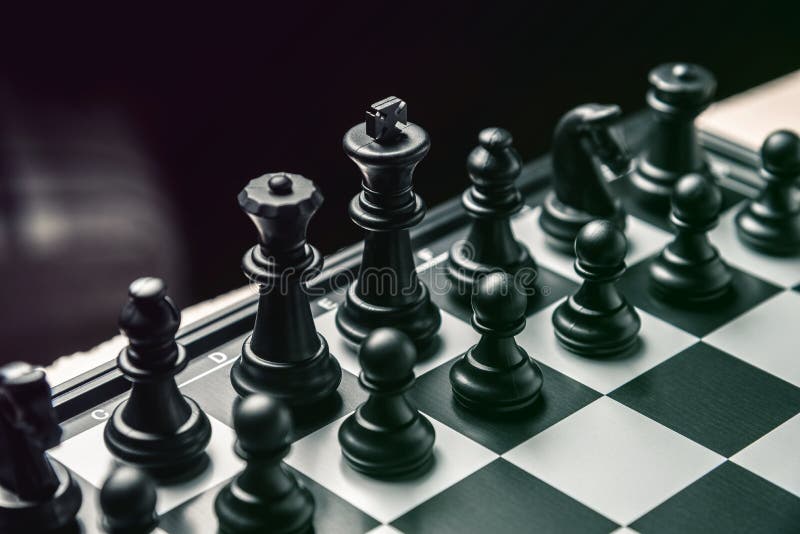 Chess Board with Black Chess in the Starting Position Stock Photo ...