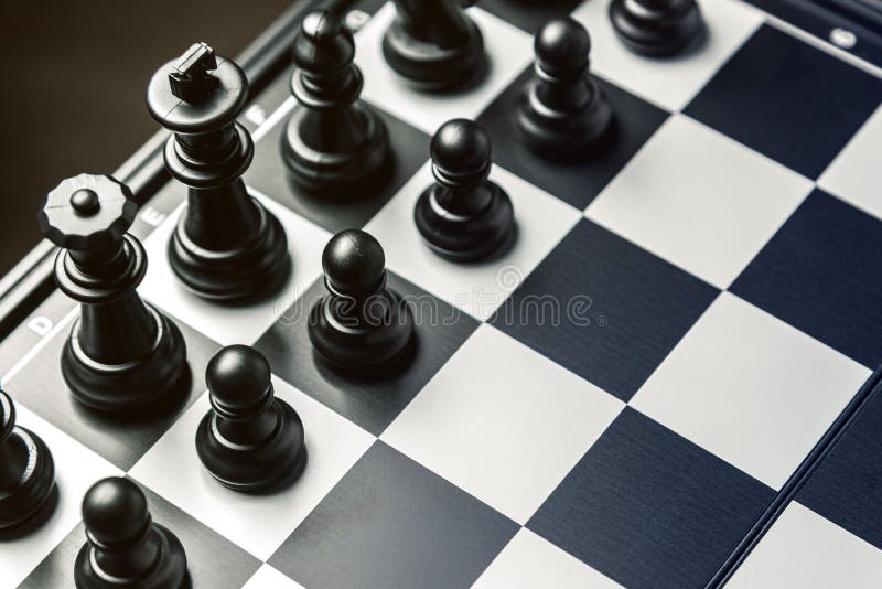 Chess Board with Black Chess in the Starting Position Stock Image ...