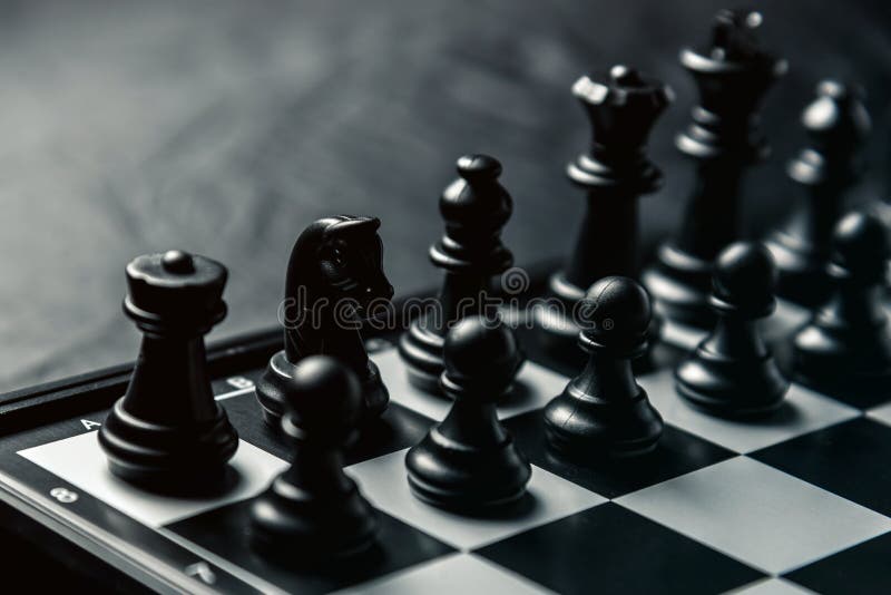 Chess Board with Black Chess in the Starting Position Stock Photo ...