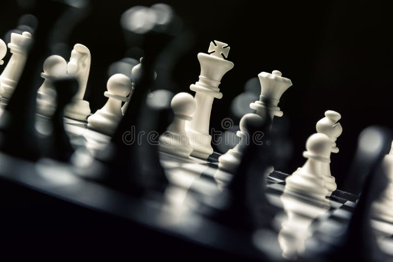 Chess Board with Black and White Chess Facing Each Other Stock Photo ...