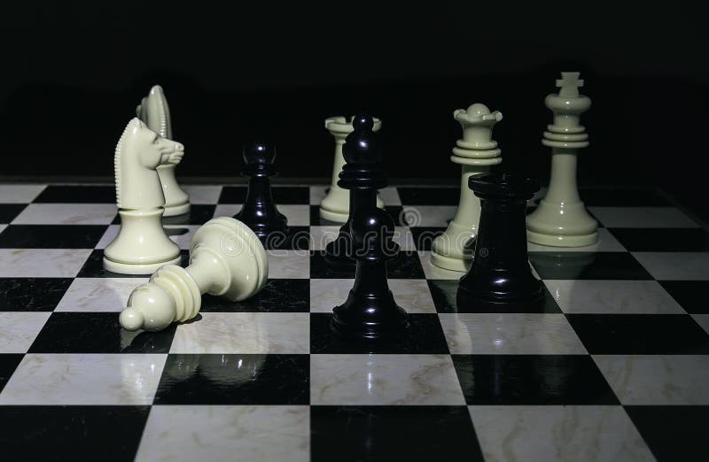 Chess Board Black and White Photo Stock Photo - Image of chessboard ...