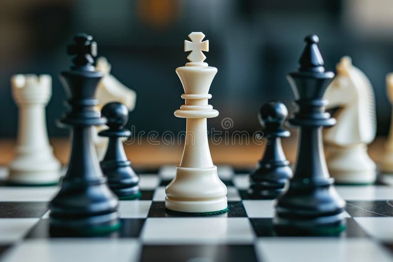 Chess Board with Black and White Pieces Stock Photo - Image of sport ...