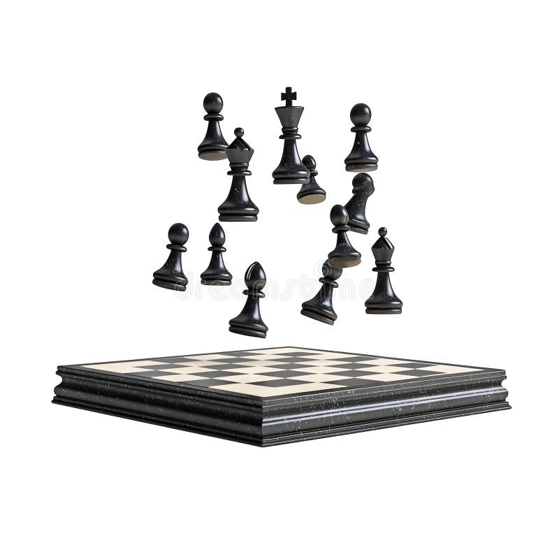 A Chess Board with Black and White Squares and Black Chess Pieces ...