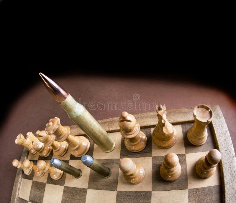 Chess Board and Bullets. stock image. Image of intelligence - 126486077