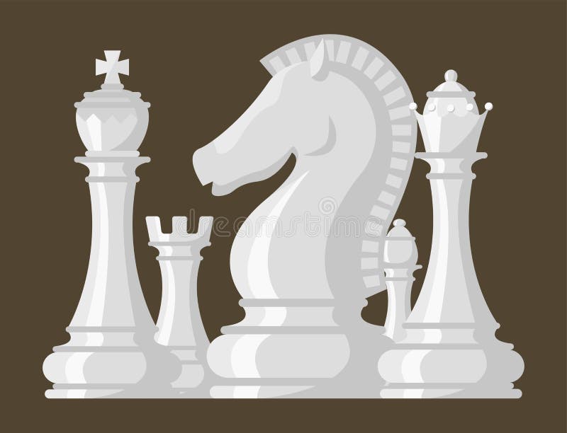 Chess Board and Chessmen Vector Leisure Concept Knight Group White ...