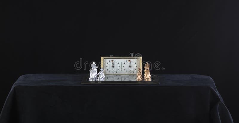 Chess Board and Chess Clock on Table Stock Photo - Image of victory ...