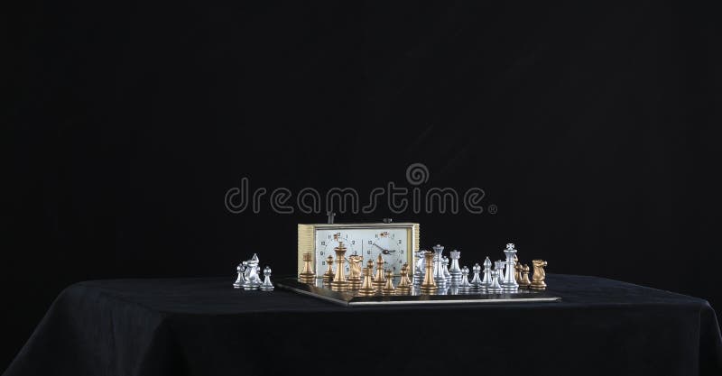 Chess Board and Chess Clock on Table Stock Photo - Image of table ...