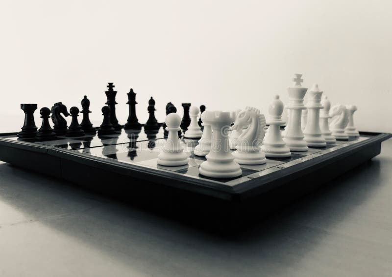 Chess Board Close Up Showing Chess Pieces Arranged Stock Photo - Image ...