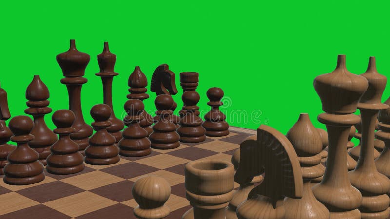 Chess Board 3d Rendered on Green Screen New Board Game Cool Nice Joyful ...