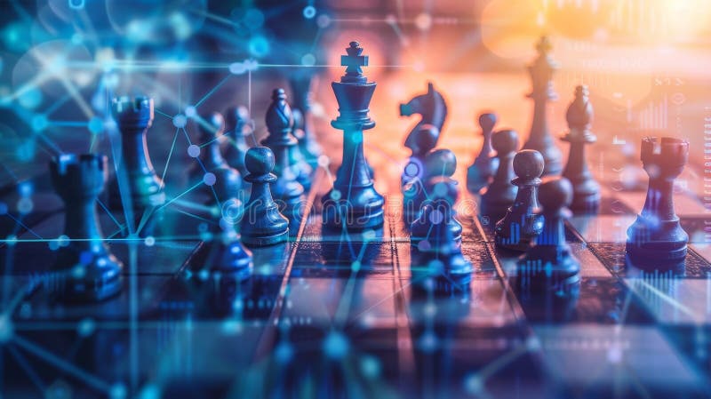 A Chess Board with Data Pieces As the Players Symbolizing the Strategic ...