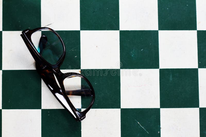 Chess Board with Eye Glasses Stock Photo - Image of horizontal, leisure ...