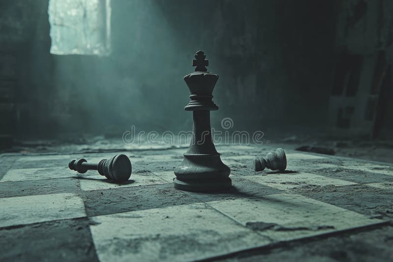 The Chess Board Features a Silver King Standing Amidst Gold Chess ...