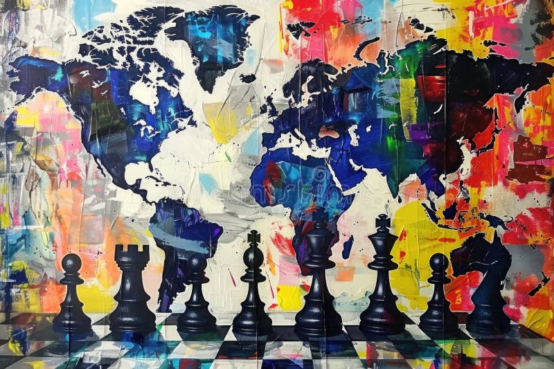 Chess Board Featuring World Map, Perfect for Educational Materials ...