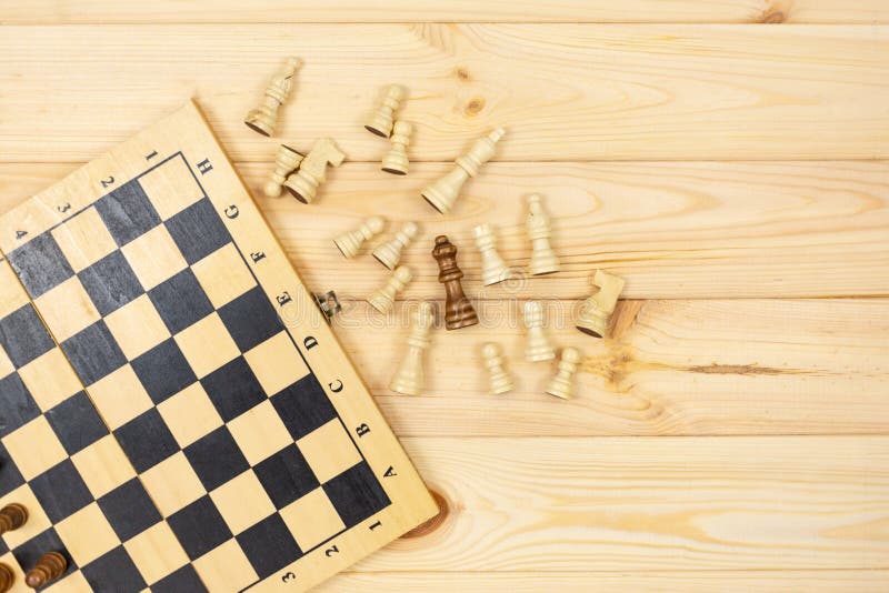 Chess Board and Chess Figures on Beige Background. Popular Logic Game ...