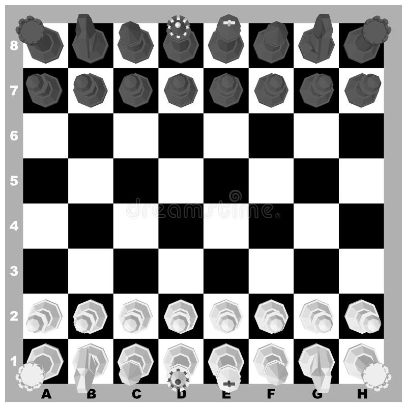 Chess Board with Figures. 3d Vector Illustration. Top View. Stock ...