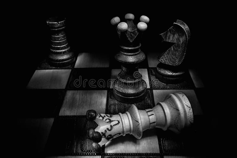 Chess Board with Figures. Game Over. Stock Photo - Image of king, game ...