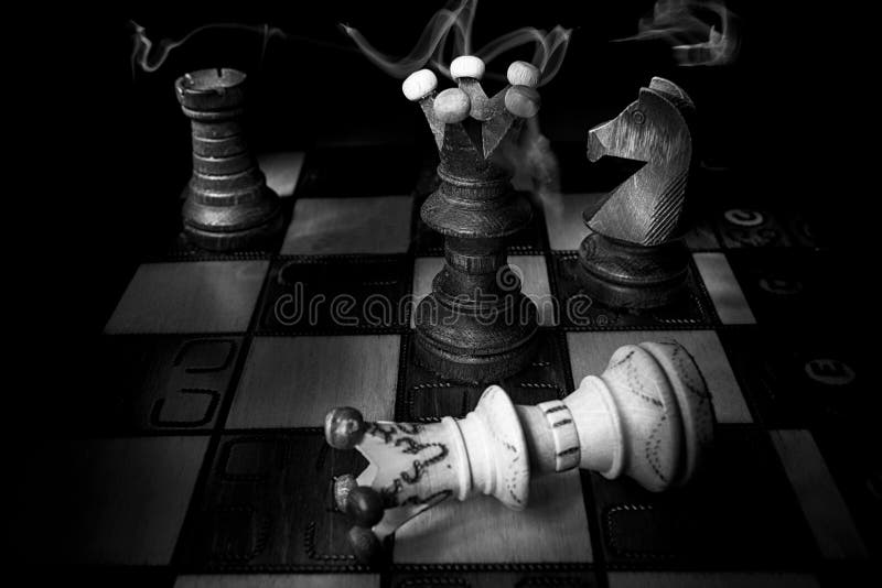 Chess Board with Figures. Game Over. Stock Image - Image of crown ...