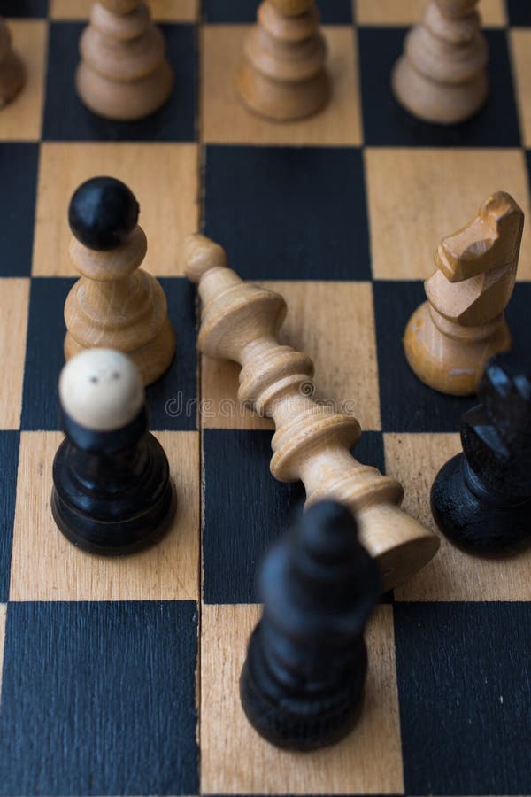 Chess Board with Figures. the King is Dead. Stock Photo - Image of pawn ...