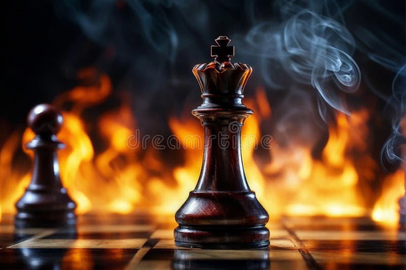 Chess Board with Fire and Smoke Stock Illustration - Illustration of ...