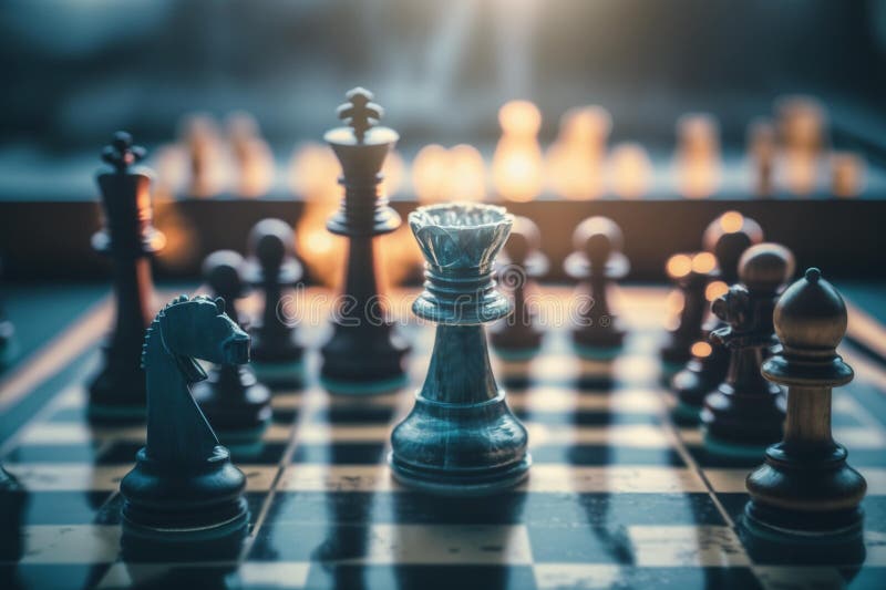 Chess Board Game Competition in the Living Room. Generative AI Stock ...