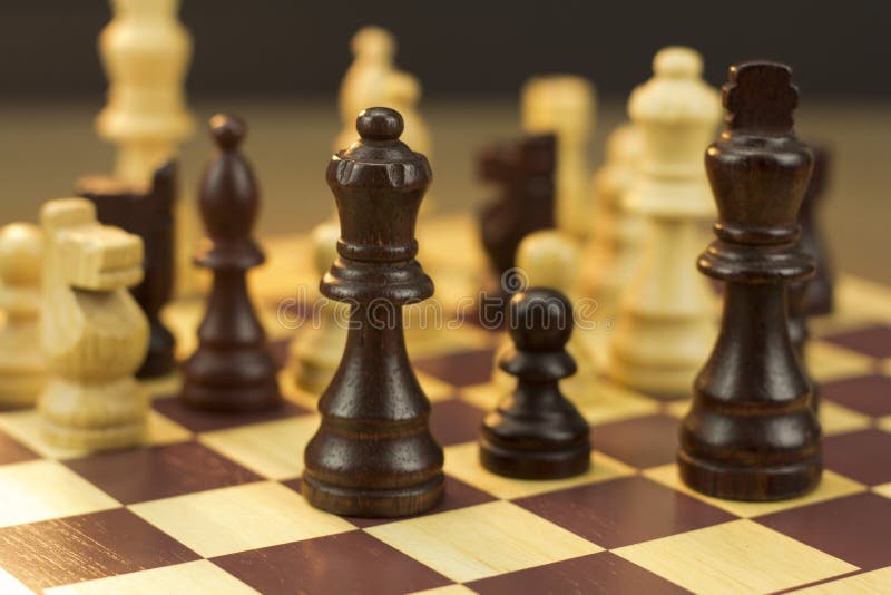 Chess Board with Game in Play Stock Photo - Image of sport, strategic ...