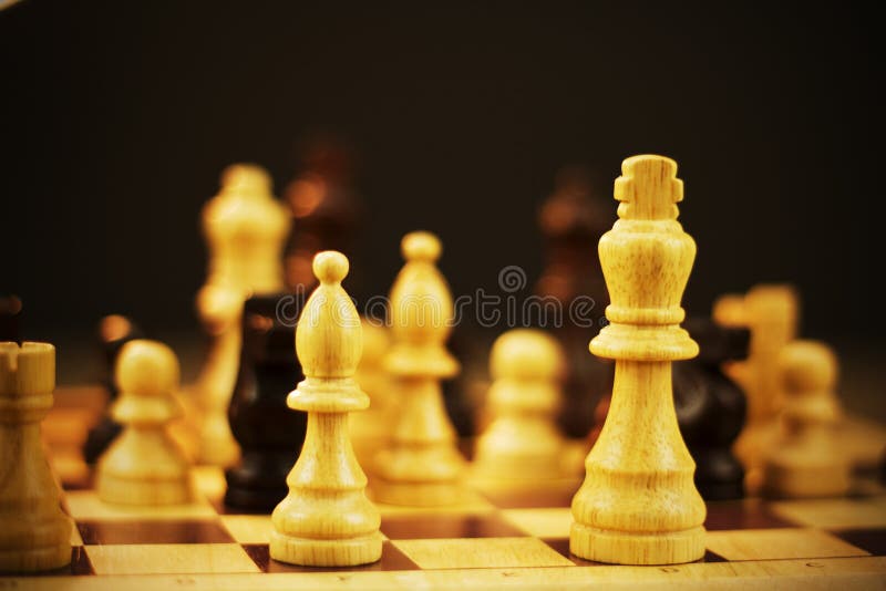 Chess Board with Game in Play Stock Image - Image of defense, pieces ...