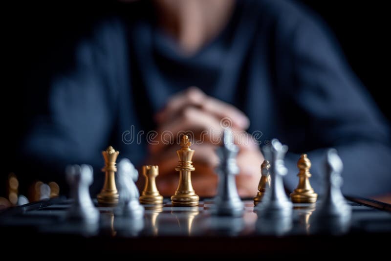 Chess Board Game between Silver Team and Golden Team is Stategy Game As ...