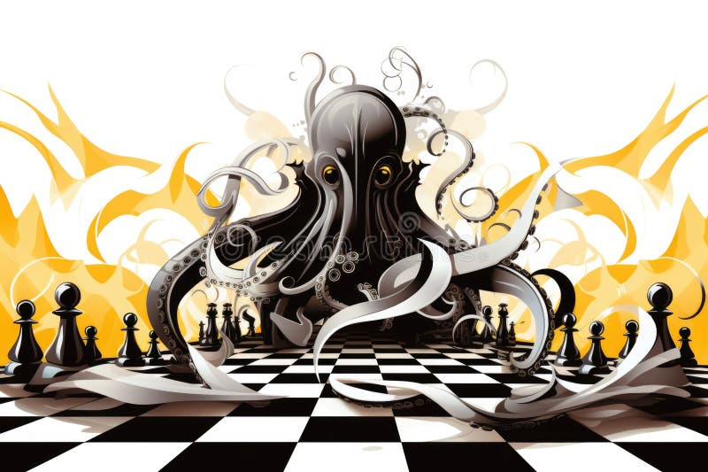 A Chess Board with a Giant Octopus on it. Generative AI Image. Stock ...