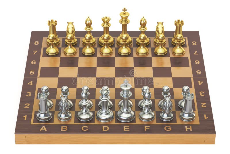 Chess Board with Chess Pieces, Top View. 3D Rendering Stock ...
