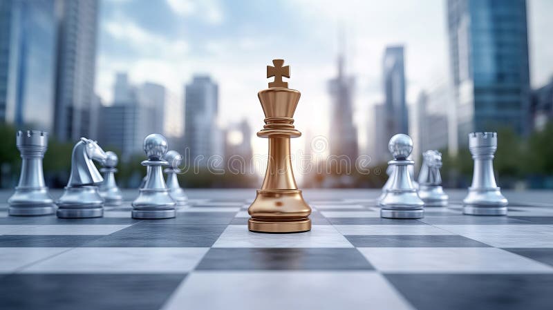 Chess Board Golden King Standing Out Crowd Stock Photos - Free ...